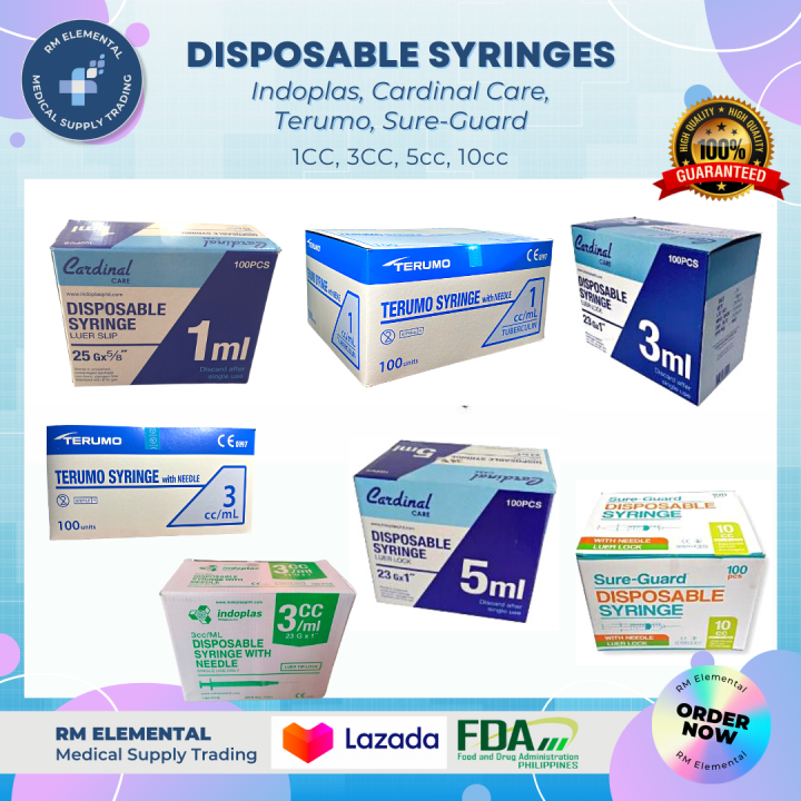 Disposable Syringes INDOPLAS, TERUMO, CARDINAL CARE, SURE-GUARD 1cc ...