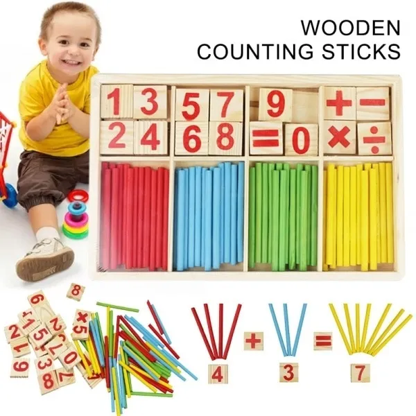 Colorful Bamboo Counting Sticks Baby Toy Montessori Teaching Aids ...