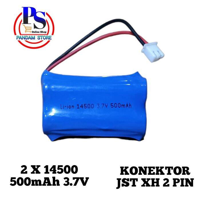 Baterai RC/ Mainan Anak/ Speeaker & Elektronik Lainnya 2x 14500 500mah 3.7V Konektor JST XH 2 ...