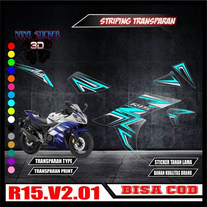 Striping TRANSPARAN YAMAHA R15 V2 Variasi Stiker Sticker list body ...