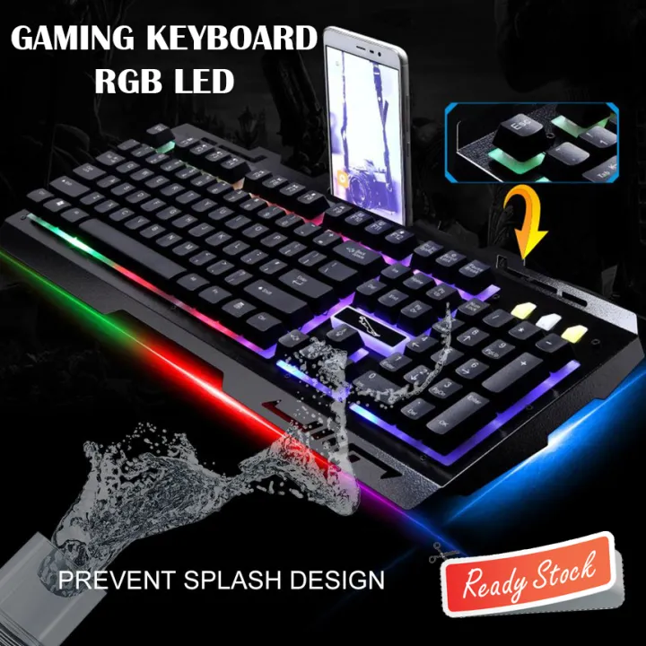 Gaming Keyboard LED Leopard G700 dengan Smartphone Holder Hp RGB ...
