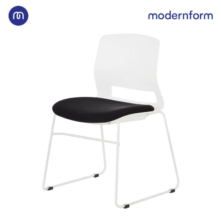 Modernform เก้าอี้สัมมนา เก้าอี้อเนกประสงค์ รุ่น ESN ขาU สีขาว เฟรมพลาสติกสีขาว เบาะหุ้มผ้าสีดำ ...