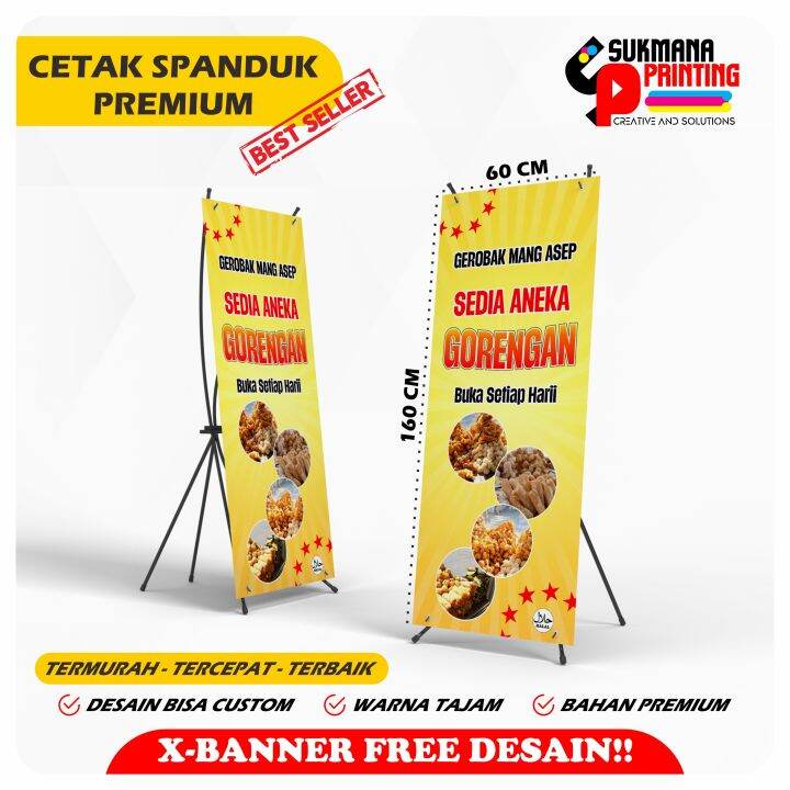X-BANNER STAND 1 SET RANGKA TIANG XBANNER DESAIN GEROBAK JUALAN ...