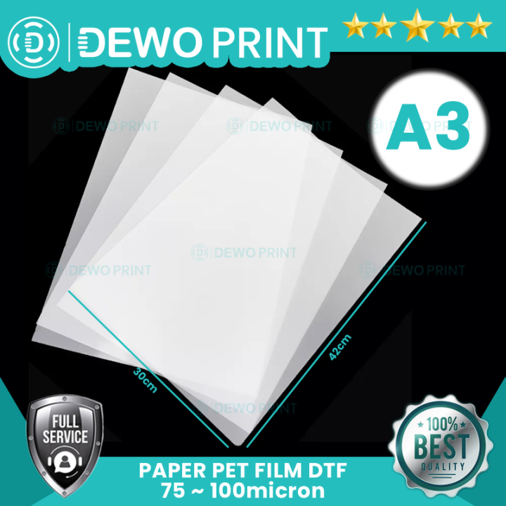 Kertas Print PET Film DTF A3/Kertas Sablon Digital DTF/Paper Print DTF ... Kertas Print PET Film DTF A3/Kertas Sablon Digital DTF/Paper Print DTF ...