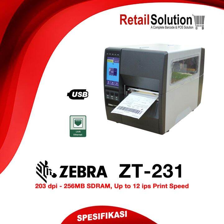 Printer Barcode Label Industri 203 DPI USB LAN - Zebra ZT231 ZT-231 | Lazada Indonesia