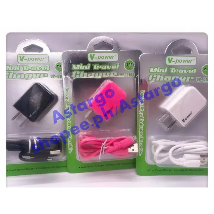 VPOWER C106 mini travel charger 2in1 fast 2 USB port cod | Lazada PH