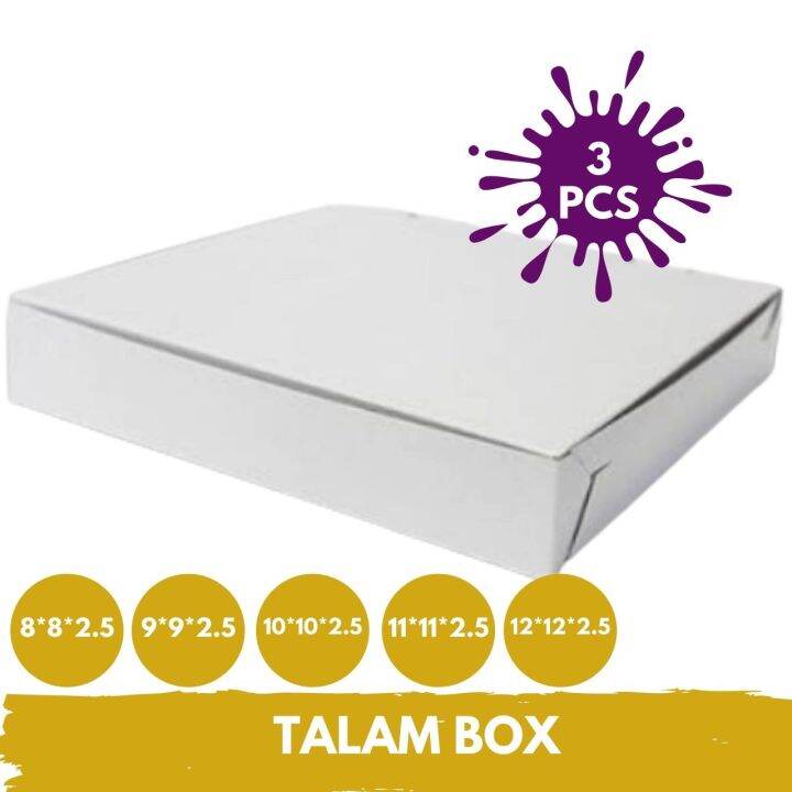 Talam Box 12X12X2.5 3Pcs Kotak Kuih Talam | Kotak Kuih Lapis | Kotak ...
