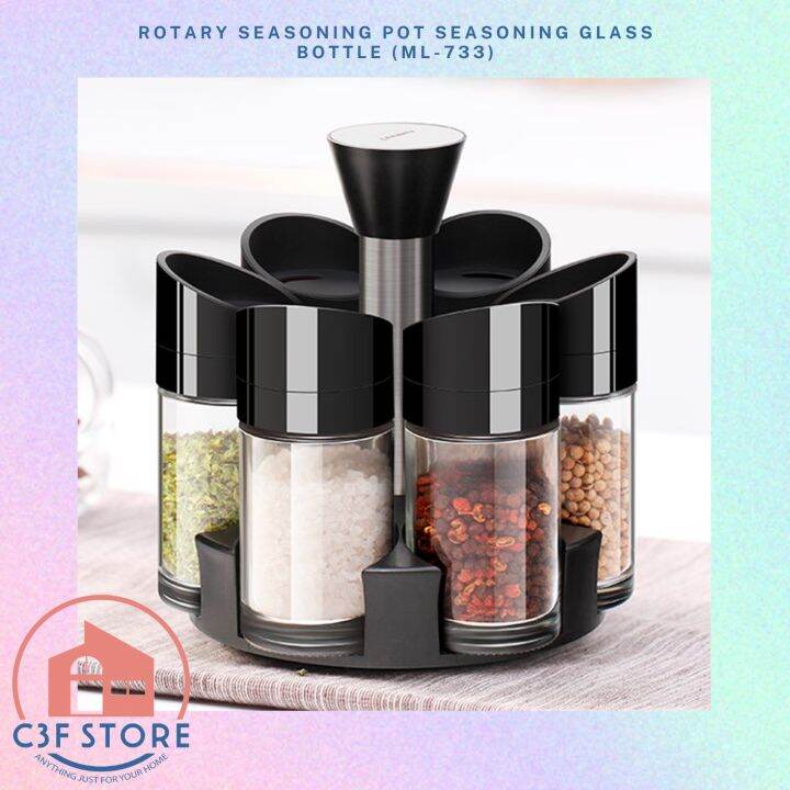 C3F Store Rotary Seasoning Pot Seasoning Glass Bottle (ML-733) | Lazada PH