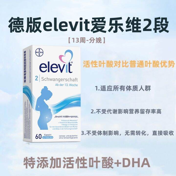 German Version Elevit 2 Segment Contains Active Folic Acid + Dha For ...