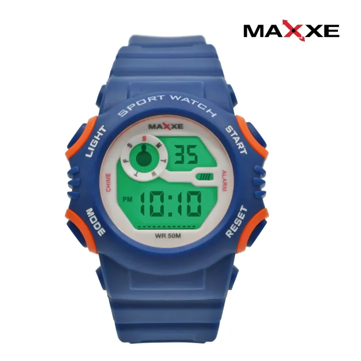Maxxe Roundcase Digital Dial Orange Accent And Blue Strap Watch MXMR-DR ...