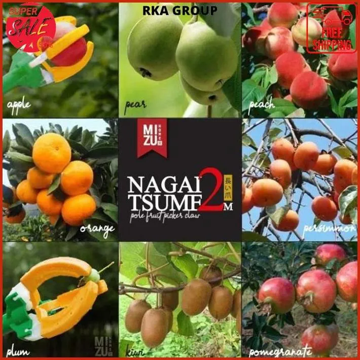 Mizu Nagai Tsume 2M Pole Fruit Picker Claw Tongkat Panen Petik Buah ...