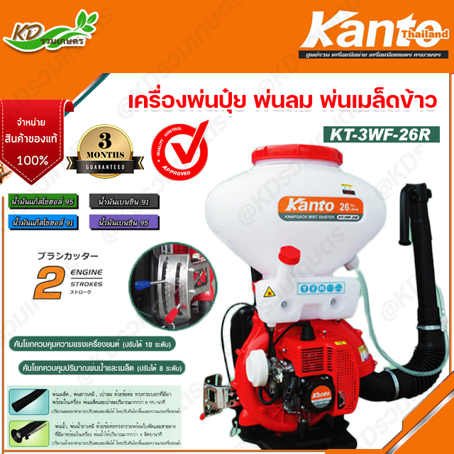 เครื่องพ่นปุ๋ย พ่นลม พ่นเมล็ดข้าว พ่นยา 26 ลิตร KANTO KT-3WF-26R | Lazada.co.th