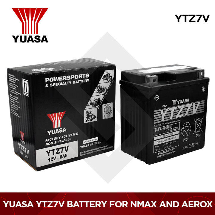 YUASA BATTERY YTZ7V FOR AEROX 155 V1 MOTORCYCLE BATTERY NO MAINTENANCE ...