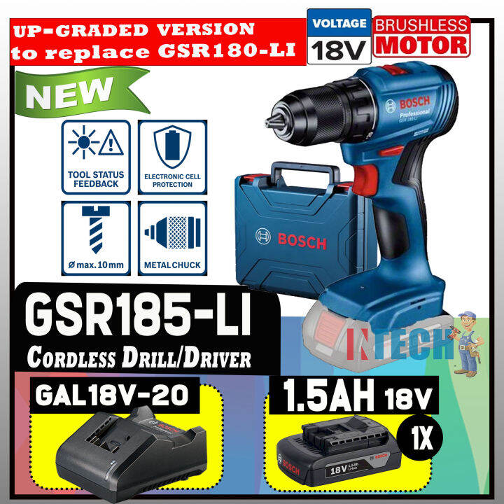 BOSCH GSR185-LI / GSR185LI BRUSHLESS MOTOR CORDLESS DRILL / DRIVER 18V ...