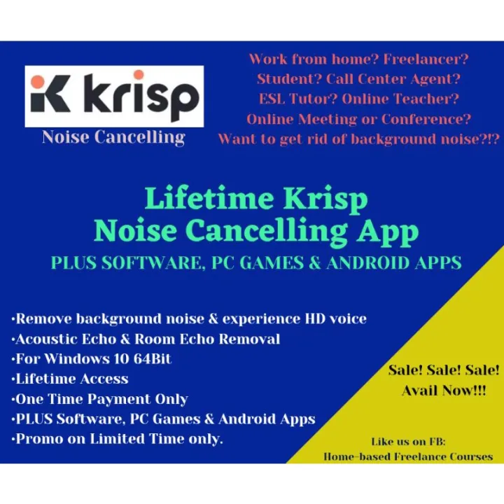 【Ready Stock】 FREE SHIPPING LIFETIME KRISP NOISE CANCELLING APP | Lazada PH