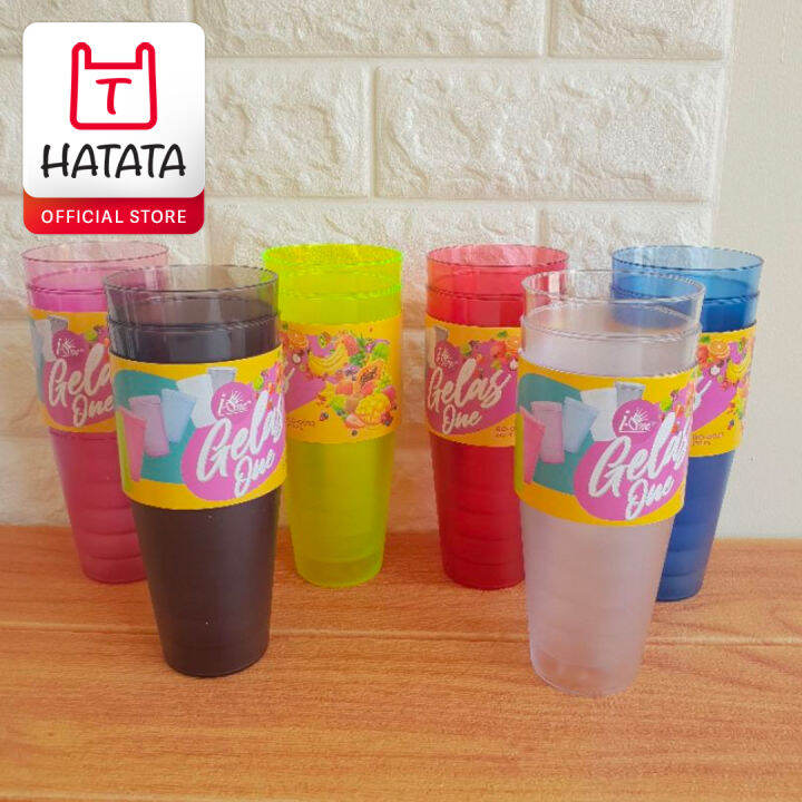 HATATA - Gelas Transparan Warna 230ml Tidak Mudah Pecah | Gelas Plastik ...