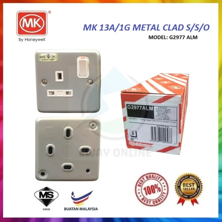 MK 13A 1 Gang Metal Clad Switch Socket (G2977ALM) | Lazada