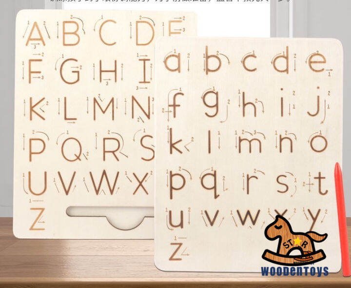 Wooden Alphabet and Number Handwriting Tracing Board for Kids Learn to ...