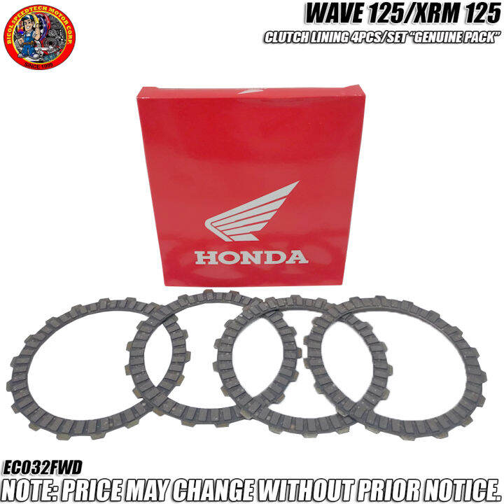 WAVE 125/XRM 125 CLUTCH LINING 4PCS/SET "GENUINE PACK" EC032FWD | Lazada PH