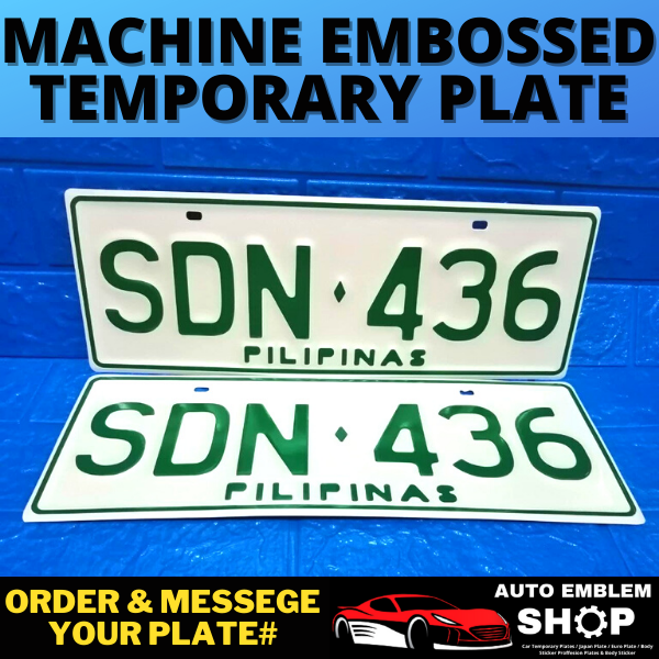 CAR GREEN PLATE / PILIPINAS/ TEMPORARY LICENSE PLATE MADE OF GALVANIZED ...