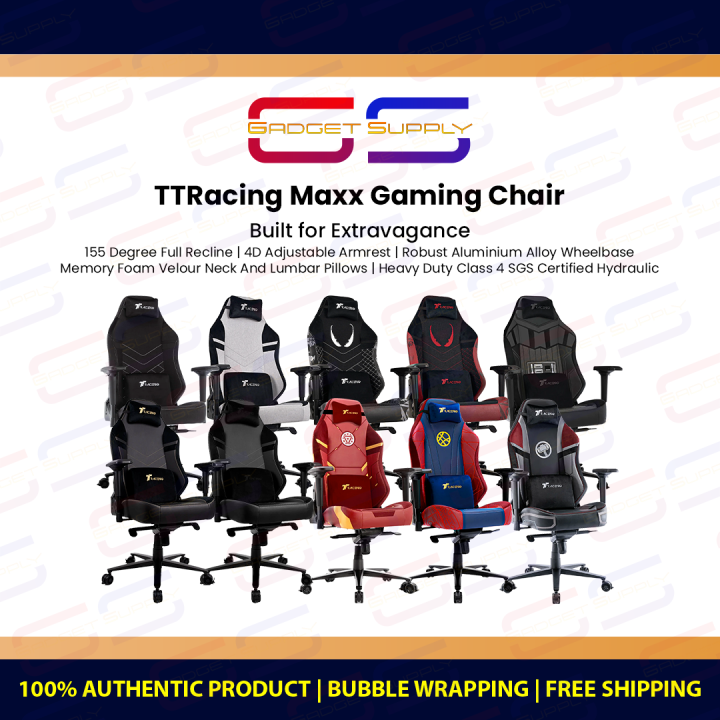 TTRacing Maxx Gaming Chair [155-Degree Full Recline | 4D-Adjustable ...