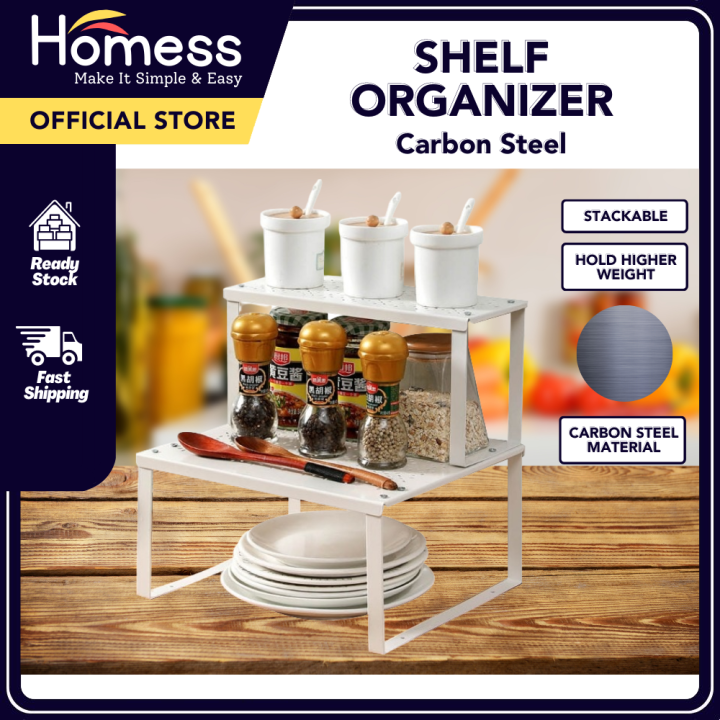 HOMESS Kitchen Cabinet Shelf Organizers Stackable Kitchen Storage Racks ...