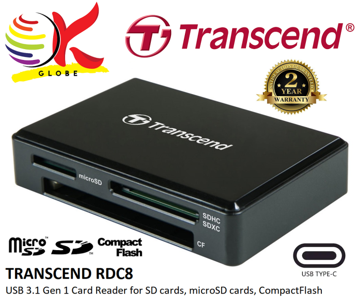 TRANSCEND RDC8 USB 3.1 GEN 1 USB TYPE-C CARD READER FOR SD/ MICROSD ...