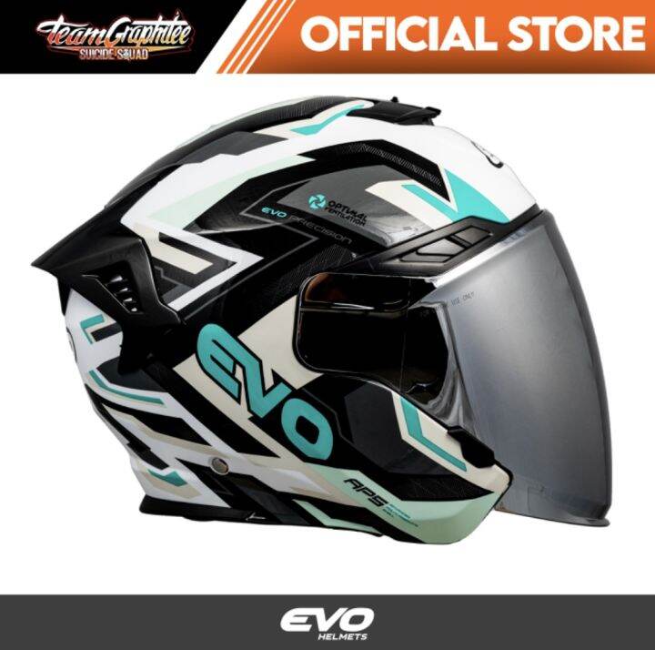 EVO RX-7 ALPHA GLOSS GREEN HALF FACE DUAL VISOR WITH FREE CLEAR LENS ...