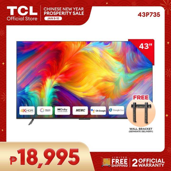 TCL 43 inch 4K Resolution TV - 43P735 (Dolby Vision & Audio, Camera-ready, Hands-Free Voice ...
