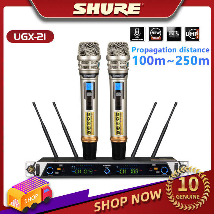 จัดส่งฟรี ไมค์ลอยคู่ไร้สายชัวร์SHURE UGX-21 wireless microphone UHF ...