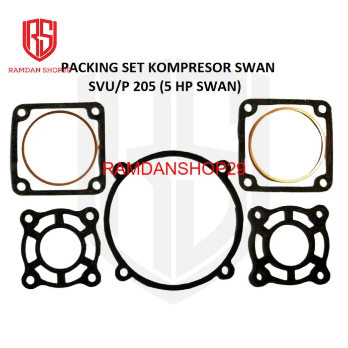 Gesket Packing Paking SET Kompresor SWAN 5 HP SVU/P 205 FULLSET 7PCS ...