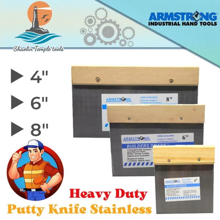 Armstrong Stainless Side Putty Knife Scraper Paleta Wood Handle 4" ,6 ...