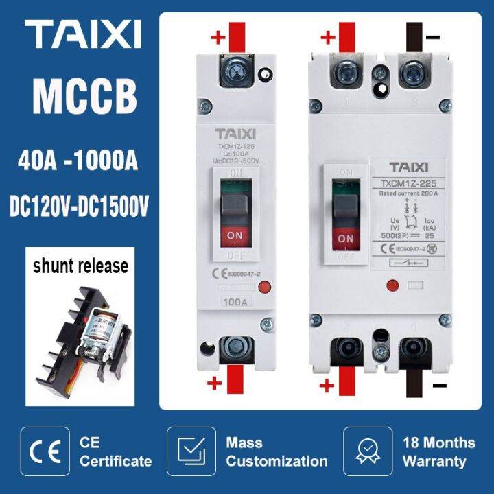 TAIXI Solar MCCB 500V 1000V 1500V DC Photovoltaic Circuit Breaker 150A 200A 300A 400A 600A PV ...