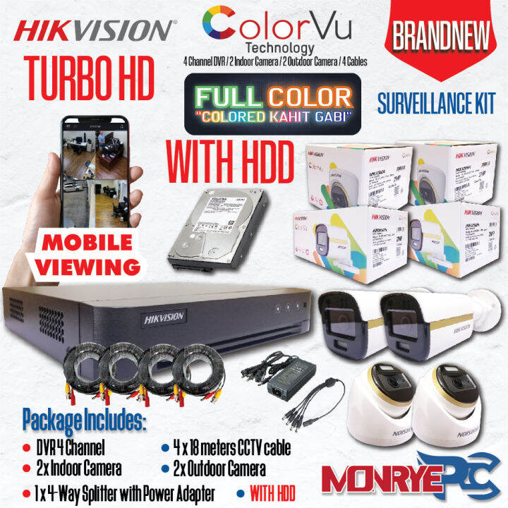 HIKVISION COLORVU CCTV KIT / BRAND NEW DVR 4 Channel/ FULL COLOR 4 ...