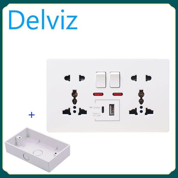 Type-C Wall Socket with PD18W 3100mA Fast Charging 1A/1C Charging Node ...