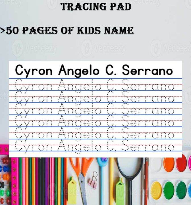 PERSONALIZED TRACING PAD FOR KIDS (50 PAGES NAME OF KIDS) | Lazada PH