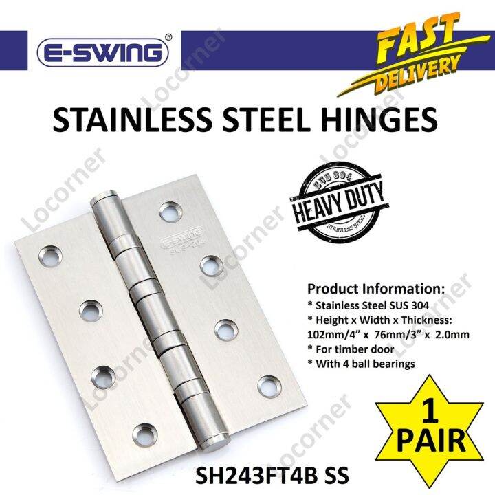 E-SWING Stainless Steel SUS 304 Hinges With Ball Bearing SH243FT4B SS ...