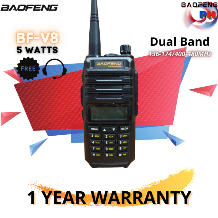 Baofeng Philippines BF-V8 BFV8 Dual Band 5 Watts Two Way Radio with 1 year Warranty and FREE ...
