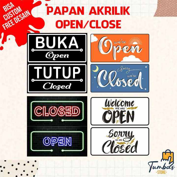Sign open close bolak balik / Tanda buka tutup toko bisa Custom ...