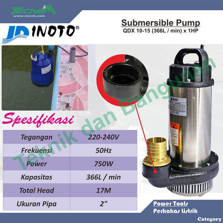 INOTO Pompa Celup / Submersible Pump QDX 10-15 (366L / min) x 1HP | Lazada Indonesia