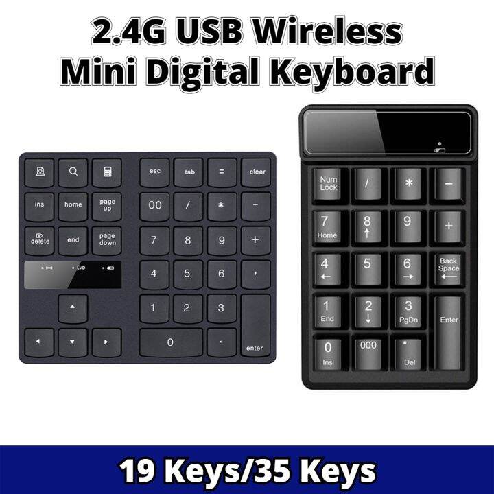 19/35 Keys Wireless Mini Digital Keyboard Rechargeable 2.4GHz Numeric ...