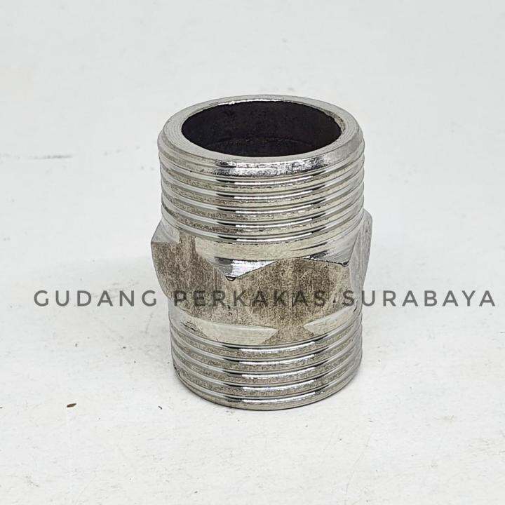 SAMBUNGAN PIPA 3/4 DRAT LUAR DOUBLE NAPLE SS304 3/4"Mx3/4"M DOBEL DRAT | Lazada Indonesia