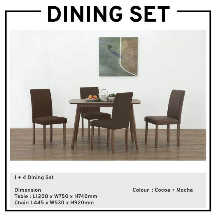 Dining Set 1+4 Dining Table Pu Leather Chair Wooden Dining Set 4 Seater ...