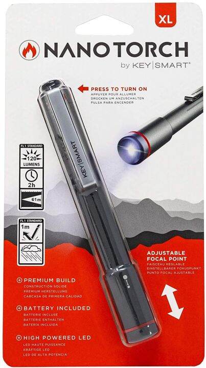 KeySmart Nano Torch XL - Compact Pen Flashlight, Adjustable Focus ...