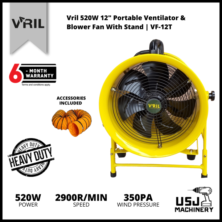Vril 520W 12" Portable Ventilator & Blower Fan With Stand VF-12T | 6 ...