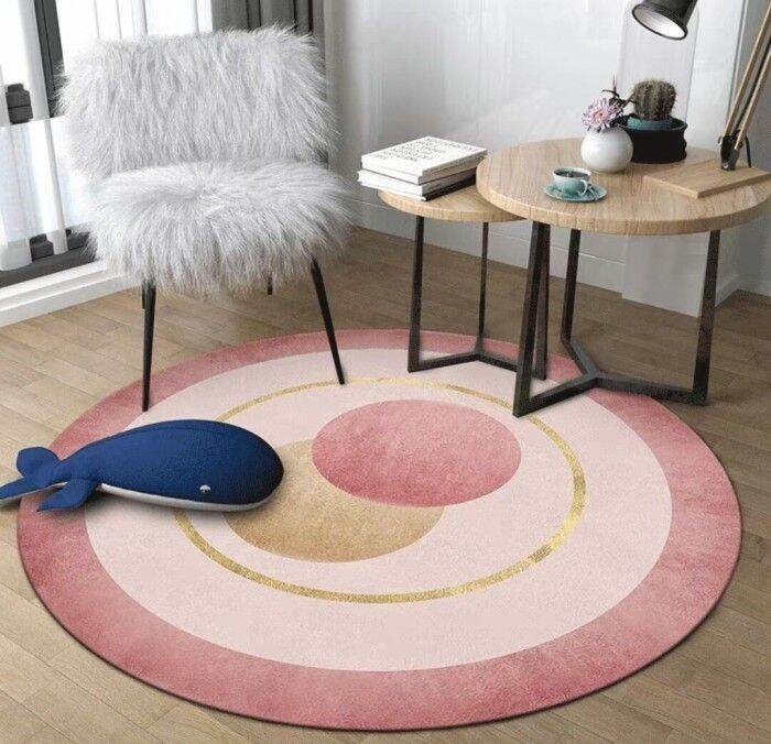 Karpet Bulat Anti Slip diameter 100cm Karpet Ruang Tamu / Kamar Tidur ...