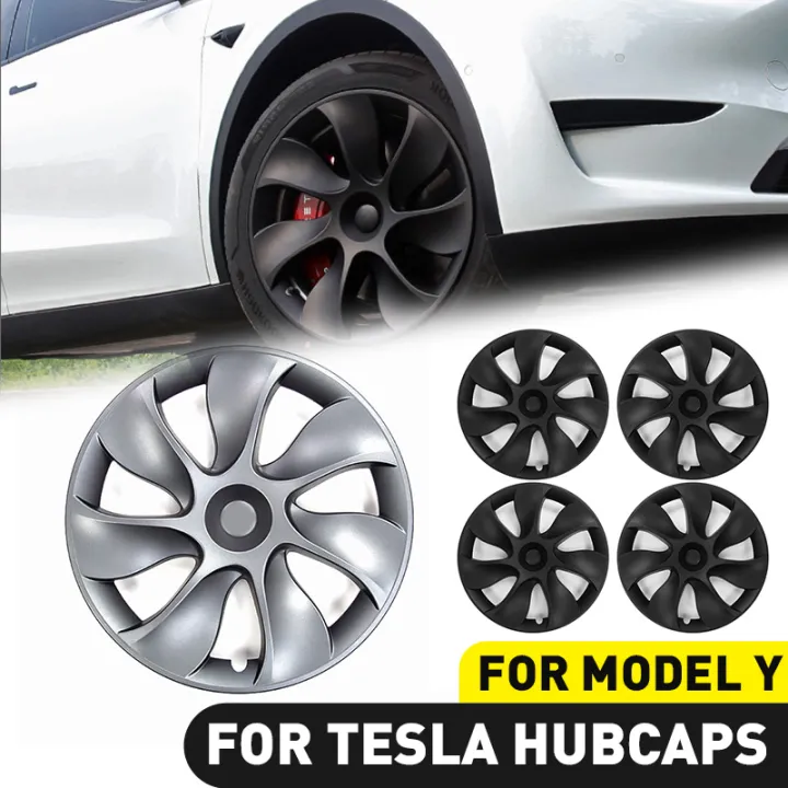 Tesla 19นิ้ว4PCS Hub Cap Performance เปลี่ยนฝาครอบล้อรถยนต์ Hubcap ...