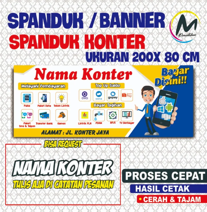Spanduk Konter Banner Pulsa - Ukuran 200x80 Cm | Lazada Indonesia