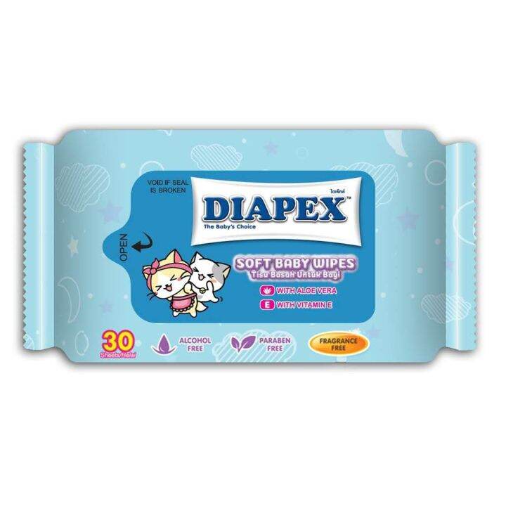 Diapex Soft Baby Wipe Wet Tissue / Tisu Basah Bayi (30 sheet X 1) | Lazada