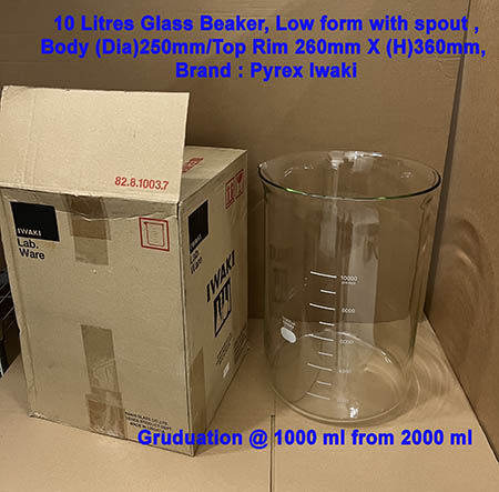 Iwaki Low Form Glass Beaker with spout 10,000 ml / 10 Litres | Lazada ...